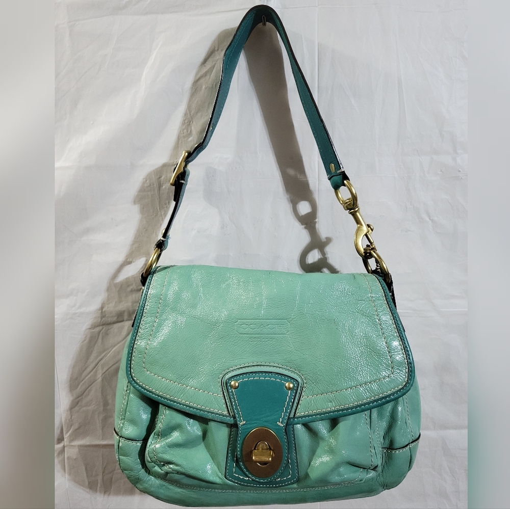 Authentic Coach Legacy Ali Turquoise Leather Shoulder… - Gem